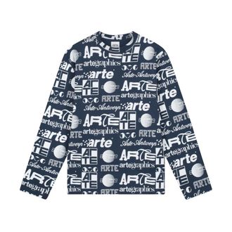 Arte Polygraphic Logo Langarm T-Shirt - - Tops - Herren - Blau - M