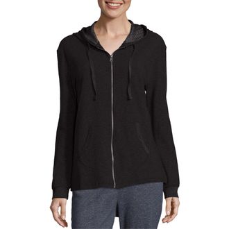 Hanes Damen French Terry Zip Hoodie Jacke zum Aufwärmen oder Laufen, schwarz, Large