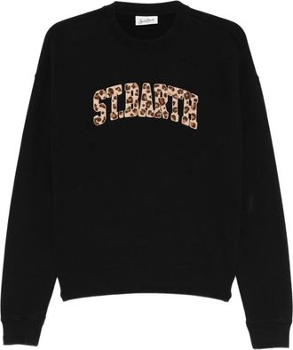 MC2 Saint Barth Femme, Sweatshirts et sweats &agrave; capuche, Noir, Taille: 38 FR STB Leopard Terry 00 Emb SweaT-shirt