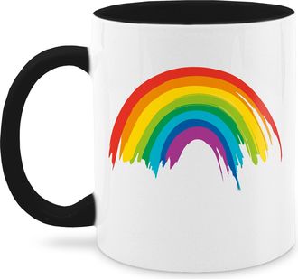 Shirtracer Tasse Tassen 325ml - Pride Flagge - Regenbogen LGBT & LGBTQ - 325 ml - Schwarz - regenbogentasse gay csd rainbow kaffeetasse mug lesbian christopher s