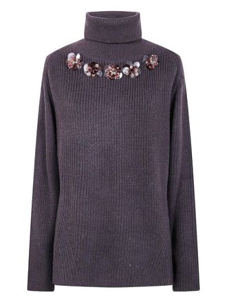 P.A.R.O.S.H. pull brodé de sequins - Marron