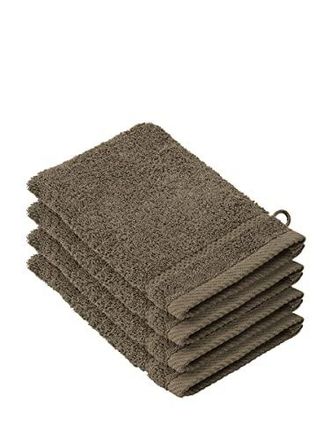 De Witte Lietaer Lot de 4 Gants de Toilette Coton 540 g/m&sup2;,Stephanie, Falcon Marron
