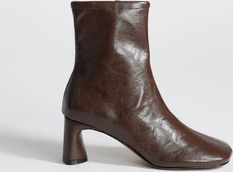 Topshop Kenna Stiefelette aus Kunstleder mit Blockabsatz in Schokobraun