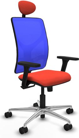 Piqueras y Crespo B&uuml;rostuhl mit 3D-Armen, h&ouml;henverstellbarer Lendenwirbelst&uuml;tze und festem Kopfteil, ausgestattet mit Sincro 3 Positionen und Schneideschaum, Blau/Dunke