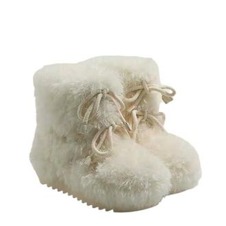 Generic YUJIEBB Bottes de neige plates en fourrure pour femme, chaussures de marche d&eacute;contract&eacute;es et chaudes, beige, 39.5 EU