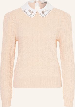 Maje Pullover Mit Abnehmbarem Kragen Und Schmucksteinen weiss