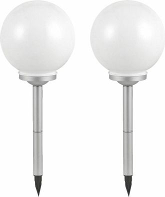 ETC Shop Lampes solaires pour lext&eacute;rieur, boules, boules de jardin, set dext&eacute;rieur, lampes de jardin solaires, boules solaires, avec piquet de sol en blanc