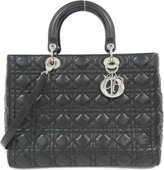 Dior Pre-owned Sac Lady Dior Grand Cuir dAgneau - Femme - Pre-owned - Noir - Taille: ONE Size