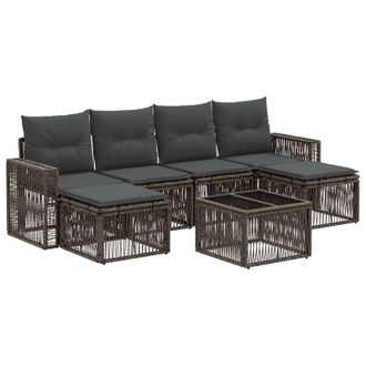 vidaXL Set Divano Da Giardino 7 Pz 6-posti Grigio E Grigio Scuro Vidaxl