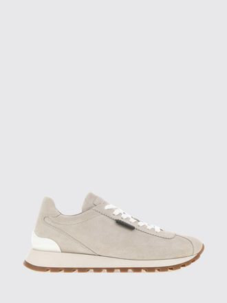 Brunello Cucinelli Baskets basses en cuir de veau su&eacute;d&eacute; avec d&eacute;tail monile