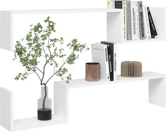 Generic 2xWandregal, B&uuml;cherregal, Wandboard, Schweberegal, H&auml;ngeregal, Dekoregal, Freischwebend, Regal, B&uuml;roregal, Wandablage, 100x15x20cm, Holzwerkstoff(Wei&szlig;