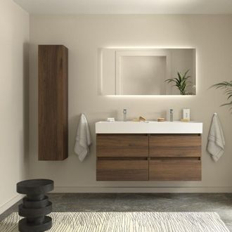 Cygnus Bath Meuble de salle de bain BEQUIA 120cm Noyer Vasque Porcelaine