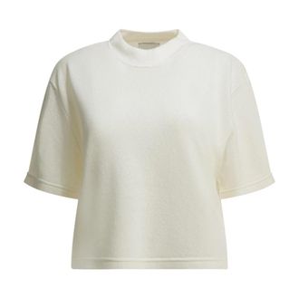 SA SU PHI Kaschmir Cropped T-Shirt - - Knitwear - Damen - Wei&szlig; - S