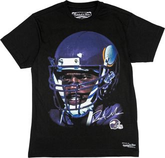 Mitchell & Ness NFL Player Big Face Kurzarm T-Shirt - Minnesota Vikings - Randy Moss, Schwarz, 100% Baumwolle, Herren, Frauen, Kinder, Unisex, Fr&uuml;hling, Sommer, Herbs