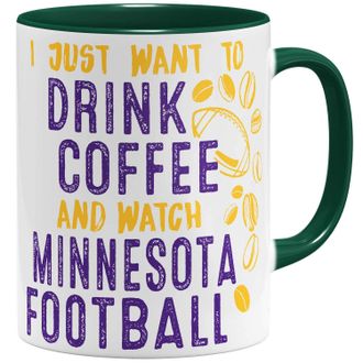 OM3 Minnesota-Coffee - Tasse - Keramik Becher - American Football Mug - 11oz 325ml - Beidseitig Bedruckt - Gr&uuml;n