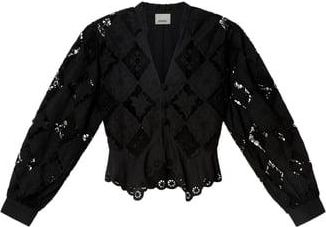 Isabel Marant Blouse Nina &agrave; broderies en lin et coton