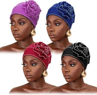 Dreshow Fleur Bonnet de Perte de Cheveu Bonnet à Fleurs Contre le Cancer de Casquettes Chapeau Doux pour Femme Contre le Cancer