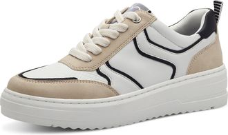Marco Tozzi Damen Sneaker flach mit Schnürsenkeln Freizeit, Weiß (White/Black), 42 EU