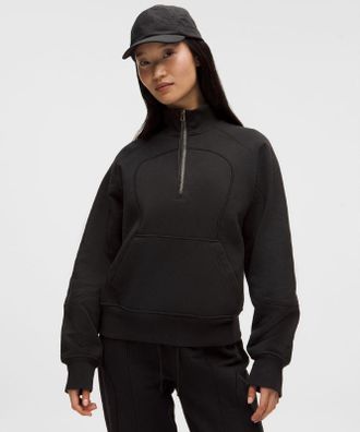 lululemon Baumwollfleece im Relaxed Fit mit halblangem Rei&szlig;verschluss SLNSH f&uuml;r Frauen - Gr&ouml;&szlig;e XL in Black