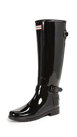 Hunter Femme Refined Adjustable Tall Gloss Rubber Black Bottes 38 EU