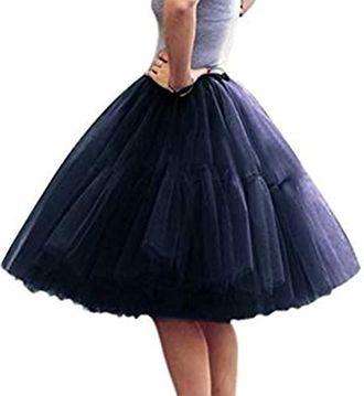 Minetom Tutu Dance Ann&eacute;e 50 Classique Ballet Courte en Tulle Jupon Vintage Couleurs Vari&eacute;es Bouffante pour Soir&eacute;e Party Mariage Cocktail A Marin One Size