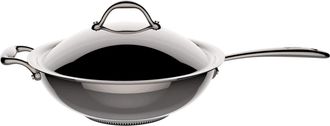 Lagostina Accademia Lagofusion Wok + Deckel aus Edelstahl 18/10, &Oslash; 30 cm, 5 L, Topf f&uuml;r Induktion, Gas und &Ouml;fen bis zu 250 &deg;C, Au&szlig;en Gl&auml;nzend, Innen Geb&uuml;rstet, 
