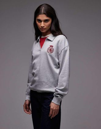 Tommy Hilfiger Lounge-Sweatshirt in meliertem Grau mit Wappen-Logo