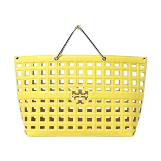 Tory Burch Cutout Leather Tote Basket Bag - - Bags - Damen - Gelb - ONE SIZE