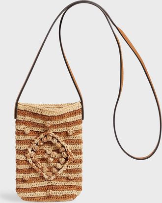 Gerard Darel Porte t&eacute;l&eacute;phone en raphia ray&eacute; - ROSIE - Camel