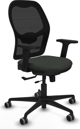 Piqueras y Crespo Schwarzer B&uuml;rostuhl mit 2D-Armen, h&ouml;henverstellbare Lendenwirbelst&uuml;tze, ausgestattet mit Syncro/Traslack und eingespritztem Schaum. Mit Rollen von 65 