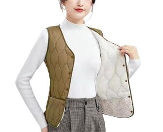 Generic Veste chaude en coton pour femme Automne Hiver Loisirs Cuello V&ecirc;tements dext&eacute;rieur Mode Col montant Cardigan Veste chaude Top Veste Manteau, green-b, 