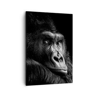 Arttor Bilder auf Leinwand Affe Gorilla Portr&auml;t Leinwandbild mit Rahmen 50x70cm Wandbilder Dekoration Wohnzimmer Schlafzimmer K&uuml;che Deko Gro&szlig; Wanddeko Bild W