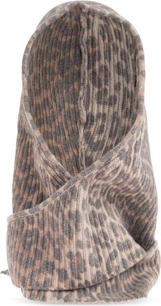 Ganni Femme, Accessoires, Beige, Taille: ONE Size Printed Wool Knit Balaclava