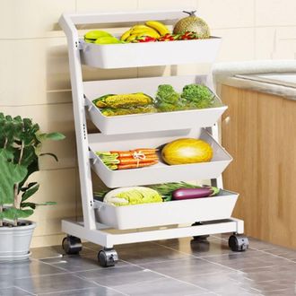 Generic Küchenwagen, rollender Küchen-Aufbewahrungswagen mit Rädern - freistehendes, drehbares Snackwagen-Gestell für Obst und Gemüse, Aufbewahrungskorb-Organ