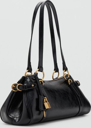 Mango Bowling-Schultertasche mit Charm schwarz - Damen - Einheitsgröße - MANGO