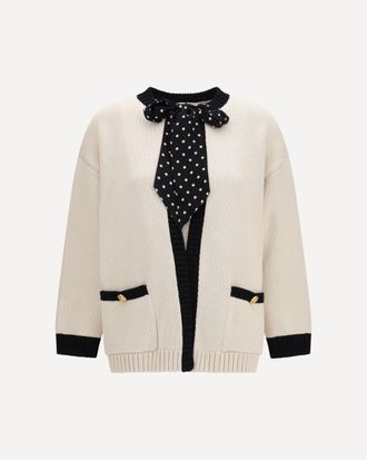 Valentino Open polka-dot bow Cardigan Female S
