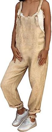 Generic Combinaison Salopette Taille Salopette Plus Romper D&eacute;contract&eacute;e Playsuit Femme L&acirc;che Jumpsuit Baggy Femme(Khaki, XXXXXL)