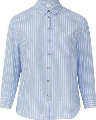 s.Oliver Langarmbluse Bluse Gestreifte Bluse aus Leinenmix mit &uuml;berschnittenen Schultern