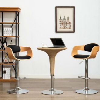 vidaXL Vidaxl - Chaises de bar lot de 2 noir bois courb&eacute; et similicuir
