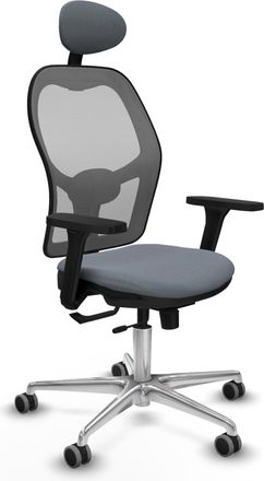 Piqueras y Crespo Ergonomischer B&uuml;rostuhl, Grau, mit 3D-Armlehnen, h&ouml;henverstellbare Lendenwirbelst&uuml;tze und festes Kopfteil, ausgestattet mit Syncro/Traslack und injizi