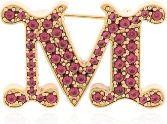 Max Mara Femme, Accessoires, Jaune, Taille: ONE Size Broche Monogramme Orn&eacute;e de Cristaux