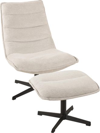 Duo Collection Relaxsessel Aveiro | mit Hocker | hellgrau, Webstoff