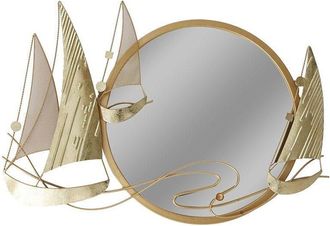 Pier Import Pier Import - Décoration murale en métal avec miroir rond et bateaux dorés