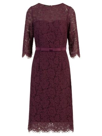 Apart Fashion Damen Spitzen Midikleid, Cocktailkleid mit Schleifeng&uuml;rtel, Rundhalsausschnitt, 3/4 &Auml;rmel Formales Kleid, Florales Spitzen Etuikleid F&uuml;r Hochzeitsg&auml;st