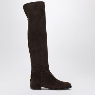 Dolce & Gabbana Hohe Wildlederstiefel in Ebenholzbraun