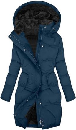 Minetom Manteau Femme Hiver Polaire Chaud Imperm&eacute;able Veste &agrave; Capuche Manches Longues Manteaux mi longue Blouson Casual A Marine 3XL
