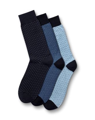 CHARLES TYRWHITT 3er-Pack Socken mit bunten Mikro-Streifen und hohem Baumwollanteil - Marineblau