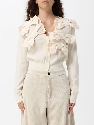 Meimeij Cardigan en laine &agrave; col V avec des nauds appliqu&eacute;s sur toute la surface