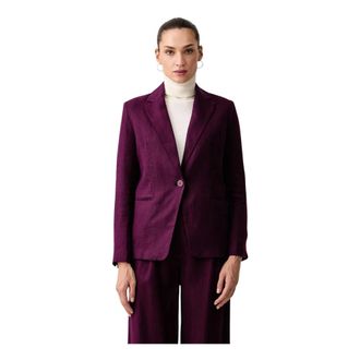 Benetton Blazer en lin - Femme - Vestes - Violet - Taille: 36 FR