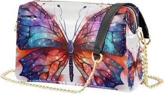 Mnsruu Sacs à bandoulière pour femme, sac à main en cuir motif papillon ciel étoilé
